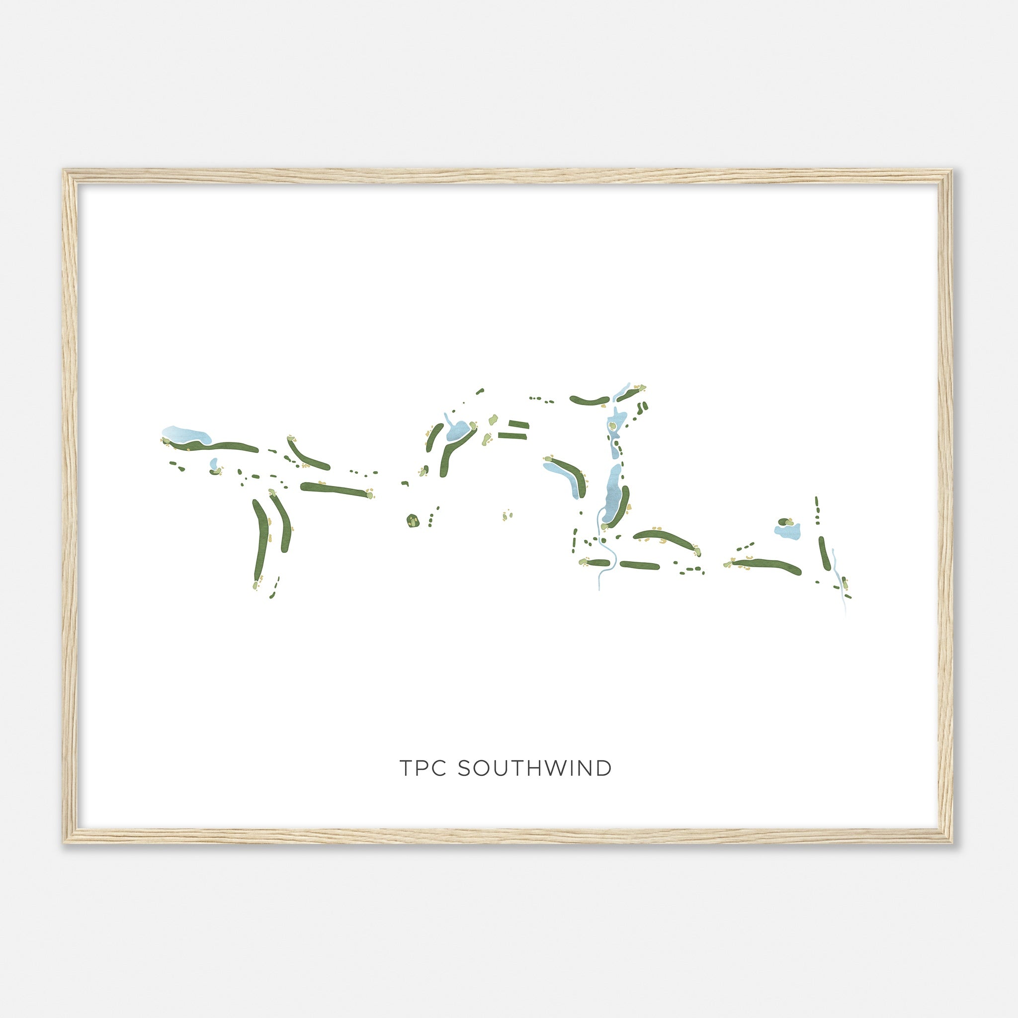 TPC Southwind, Tennessee - Custom Golf Course Map in Modern Watercolor ...